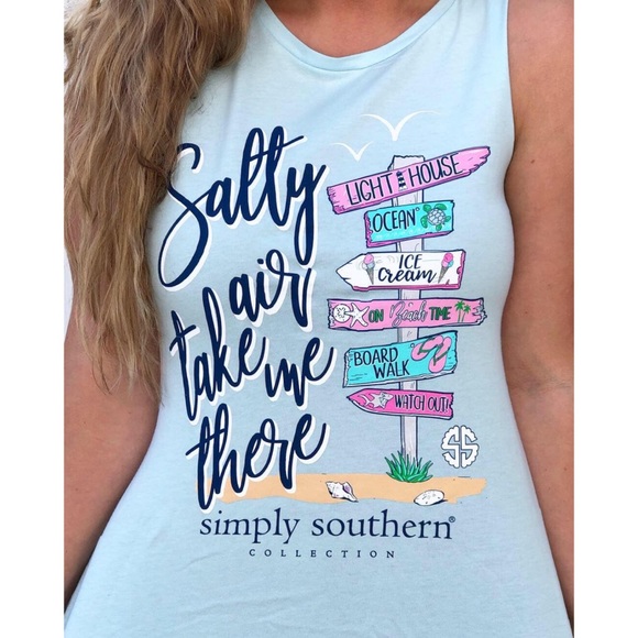 Simply Southern | Tops | Simply Southern Preppy Salty Beach Signs Xxl ...